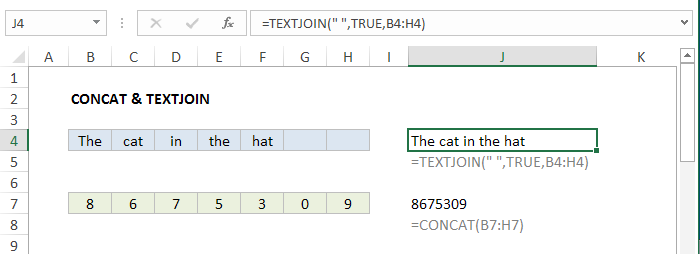 CONCAT TEXTJOIN Exceljet